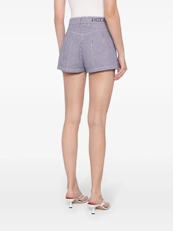 PATOU Striped Denim Mini Shorts