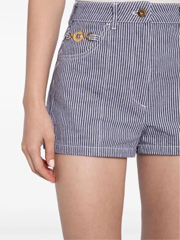 PATOU Striped Denim Mini Shorts