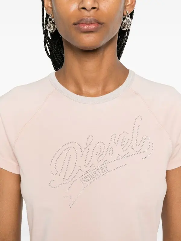 DIESEL® T-vincie Rhinestone-embellished T-shirt - Pink