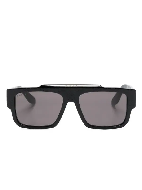 Gucci Gg-monogram Rectangle Sunglasses - Grey