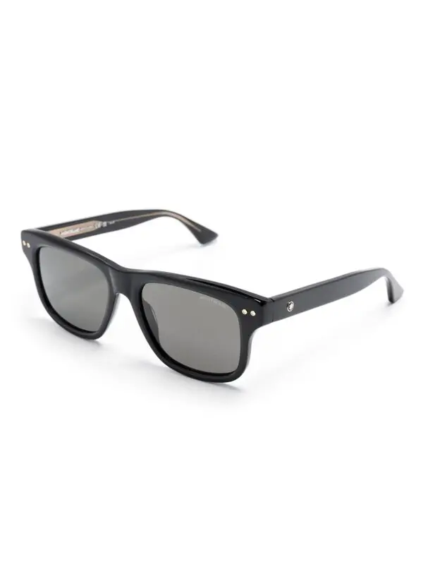 Montblanc Logo-engraved Square-frame Sunglasses - Black