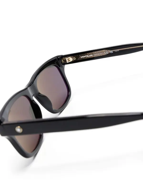Montblanc Logo-engraved Square-frame Sunglasses - Black