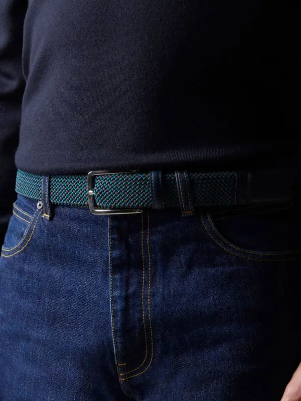 Hogan Interwoven Leather-trimmed Belt