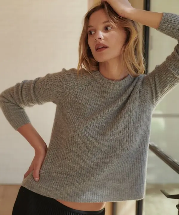 Jenni Kayne Cashmere Fisherman Sweater - Grey