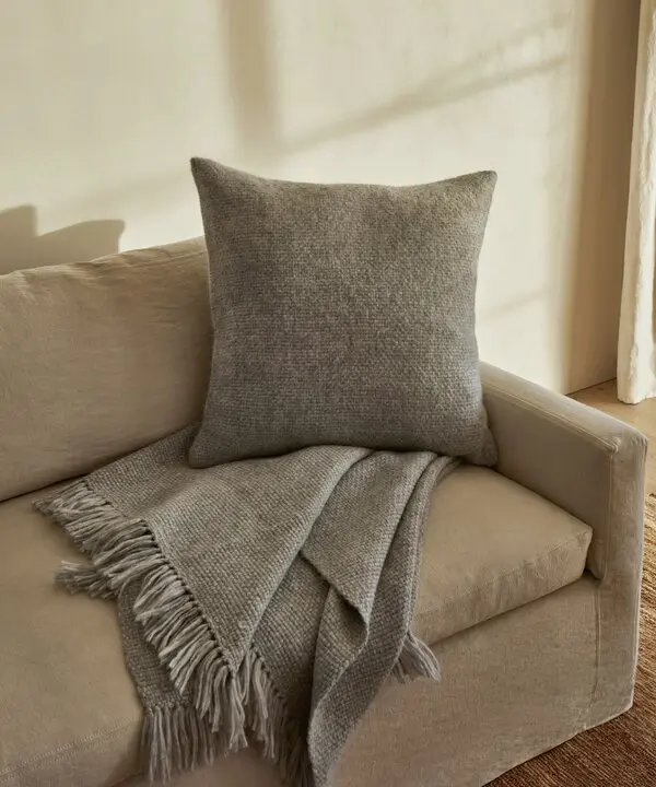 Jenni Kayne Alpaca Basketweave Pillow - Light Grey