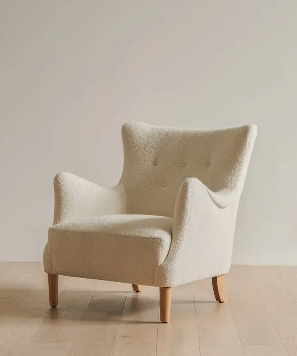 Jenni Kayne Greenwich Chair Oyster Mini Boucle - White,oak
