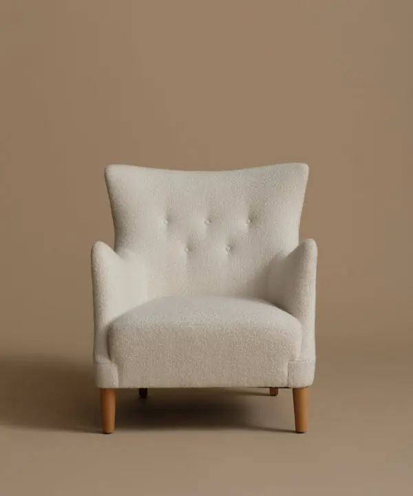 Jenni Kayne Greenwich Chair Oyster Mini Boucle - White,oak