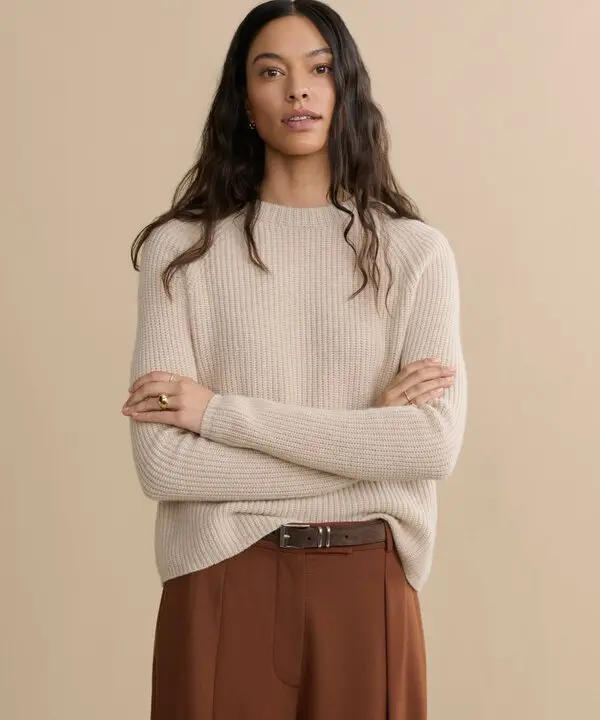 Jenni Kayne Cashmere Fisherman Sweater - Tan
