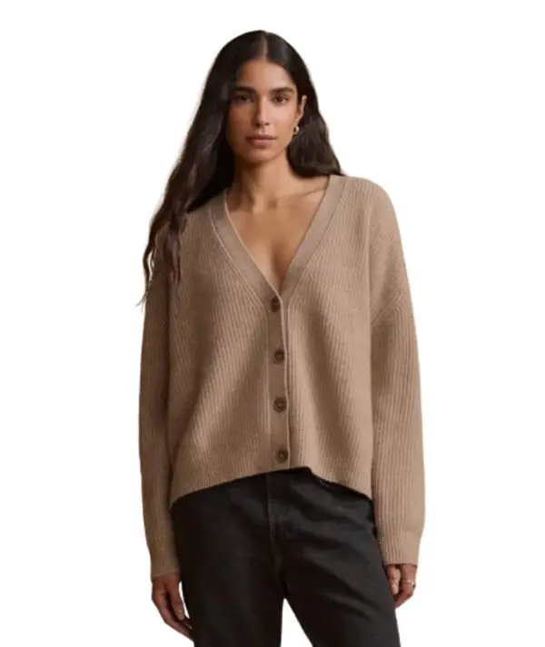 Jenni Kayne Cropped Cashmere Cocoon Cardigan Sweater - Stone