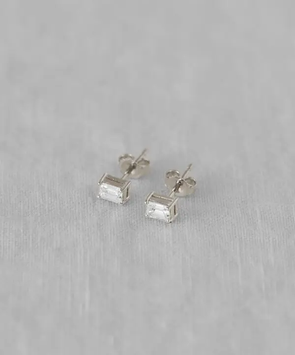 Jenni Kayne Ivy Emerald Cut Studs - White Gold