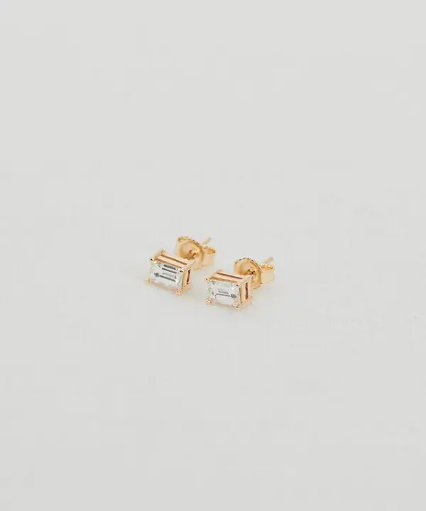 Jenni Kayne Ivy Emerald Cut Stud Earrings - Gold
