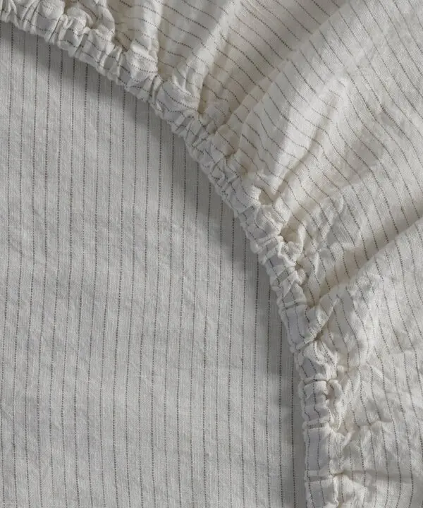 Jenni Kayne Dusk Linen Fitted Sheet - Flax Linen,stripe