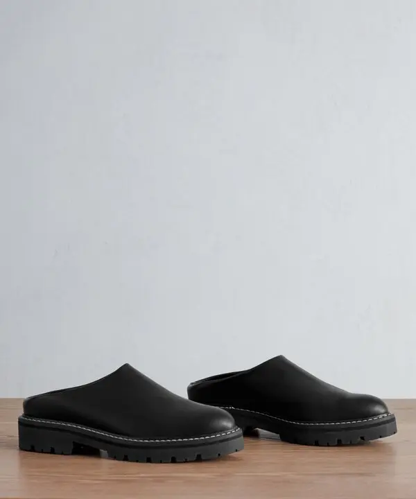 Jenni Kayne Leather Lug Mule - Black