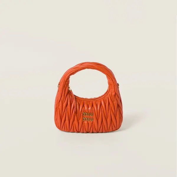 Miu Miu Wander Matelassé Nappa Leather Hobo Bag Orange