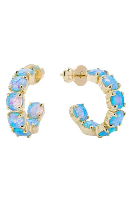 Melinda Maria Opal Huggie Hoop Earrings - Blue Opal/gold