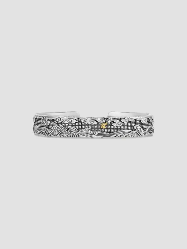 David Yurman Waves Cuff Bracelet In Sterling