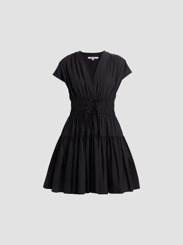 Derek Lam 10 Crosby Tora Cotton Shirred Minidress - Black