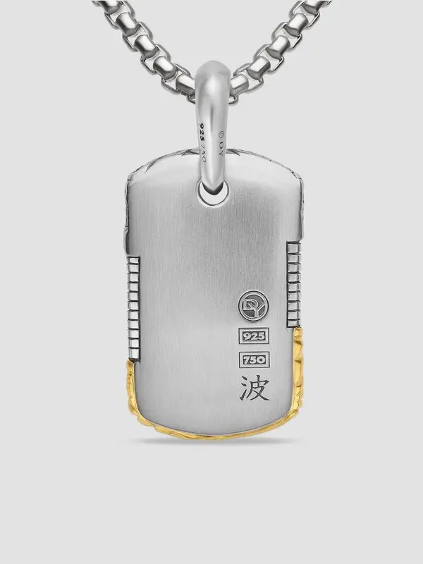 David Yurman Waves Tag In Sterling With 18k Yellow Gold, 27mm