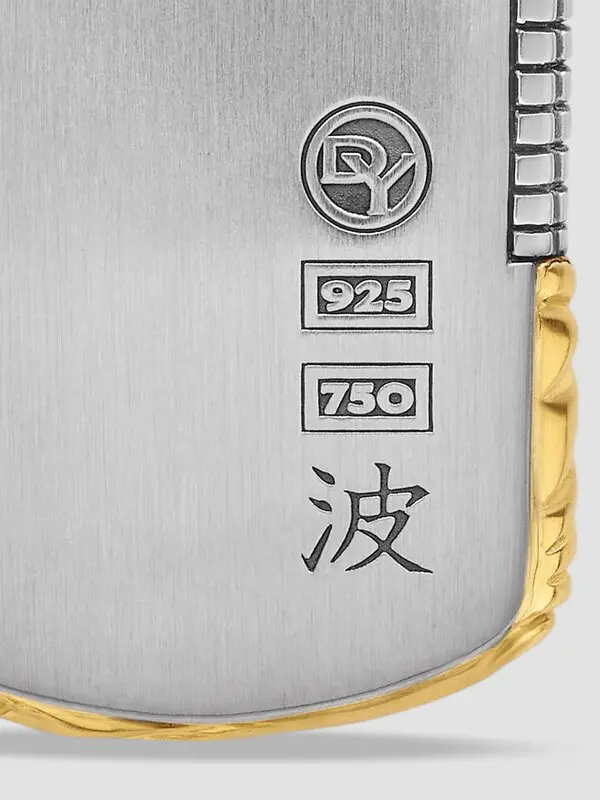 David Yurman Waves Tag In Sterling With 18k Yellow Gold, 27mm
