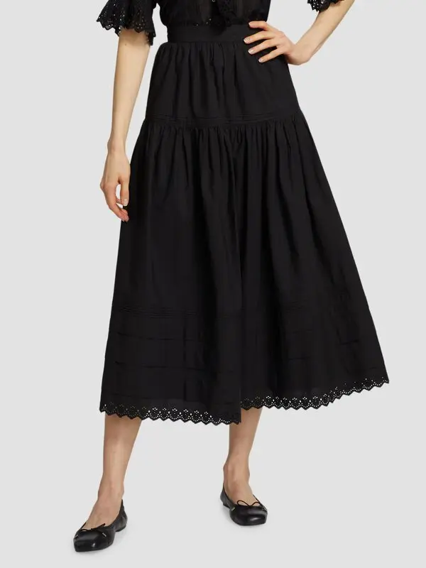 DÔEN Sebastiane Cotton Midi-skirt - Black