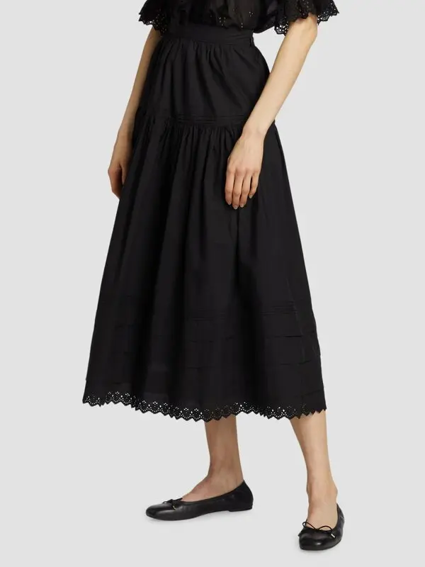 DÔEN Sebastiane Cotton Midi-skirt - Black
