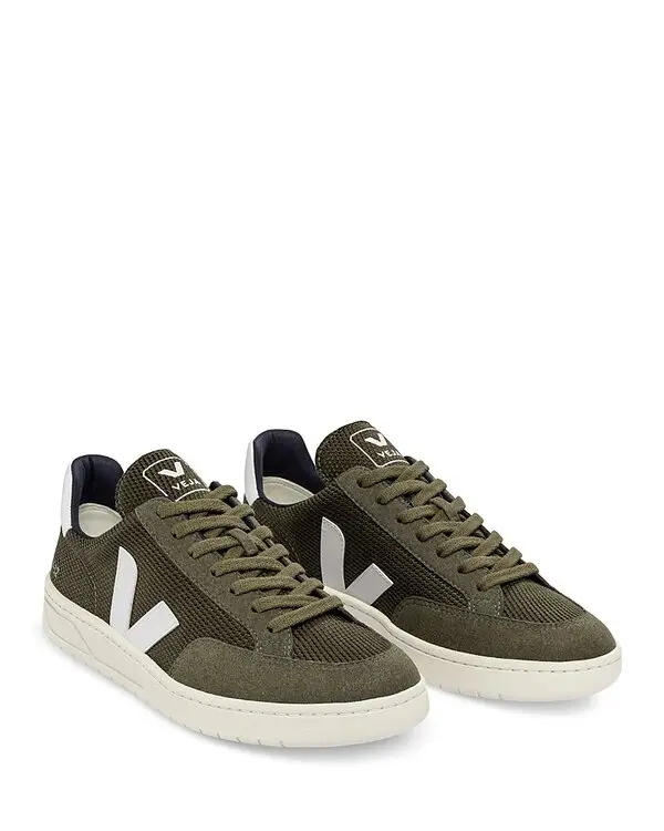 VEJA V-12 Lace Up Sneakers - Olive/white