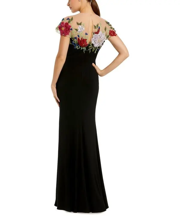 Mac Duggal Floral Embellished Jersey Gown
