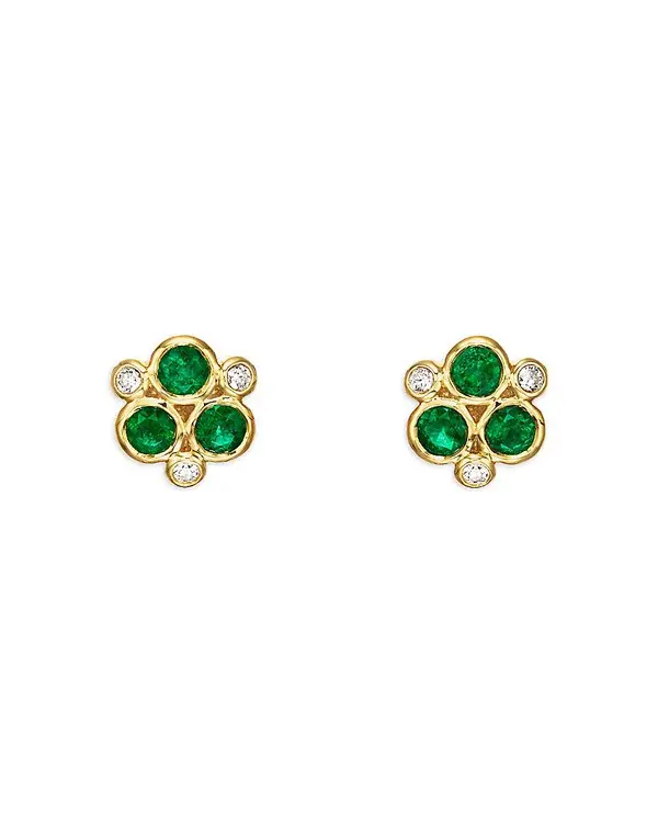 Temple St. Clair Roberto Coin 18k Yellow Gold Emerald & Diamond Stud Earrings - Green/gold