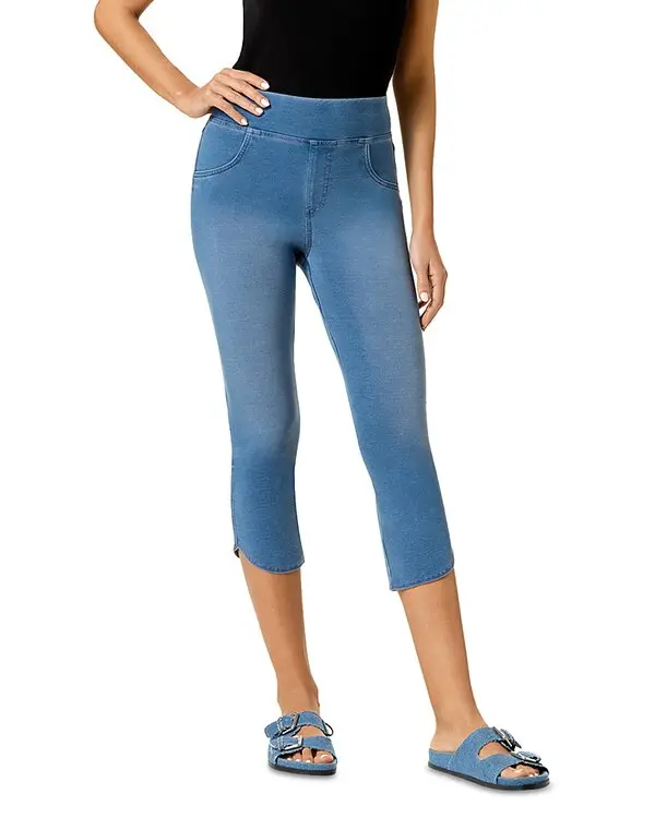 Hue Game Changing Tulip Hem Denim Leggings - Classic Light
