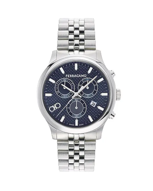 FERRAGAMO Duo Chronograph, 42mm - Blue/silver