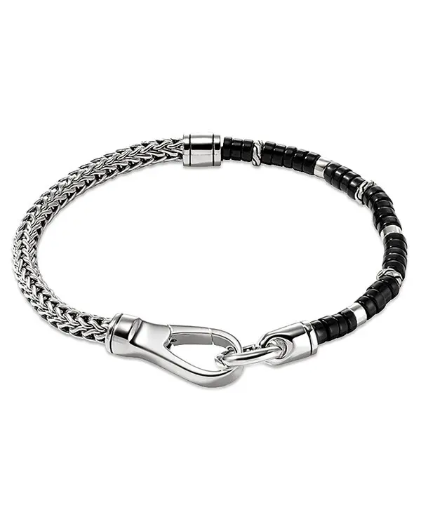 John Hardy Sterling Silver Heishi Onyx Beaded Flex Bracelet - Black