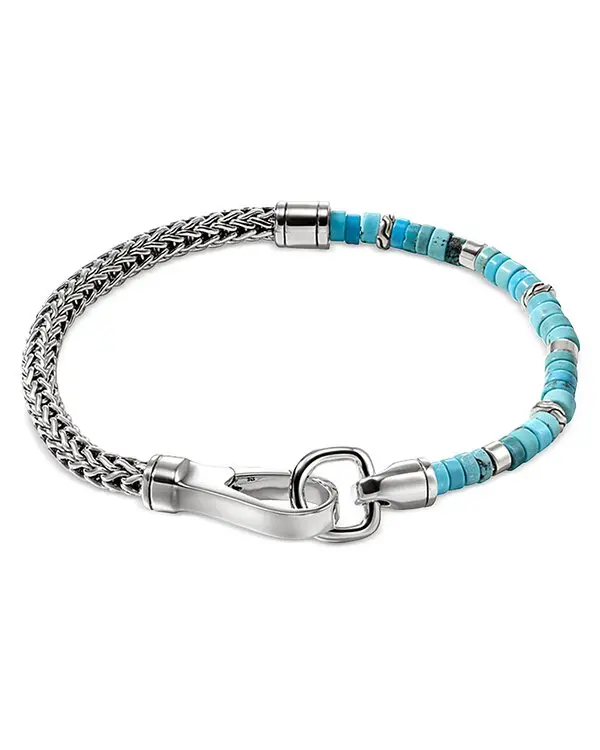 John Hardy Sterling Silver Heishi Beaded Flex Bracelet - Turquoise
