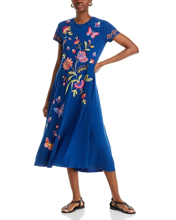 Johnny Was Gracey Cotton Swing Dress - Sailor Blue