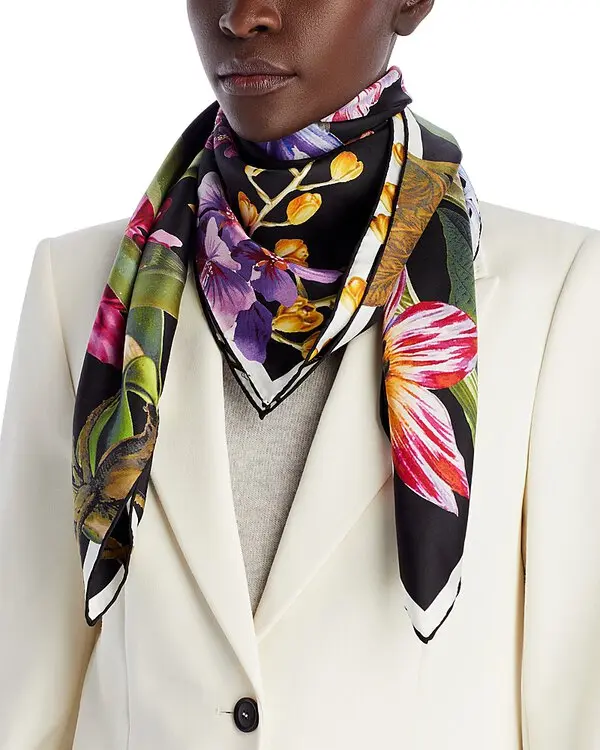 Echo Botanica Silk Square Scarf - Multi/black