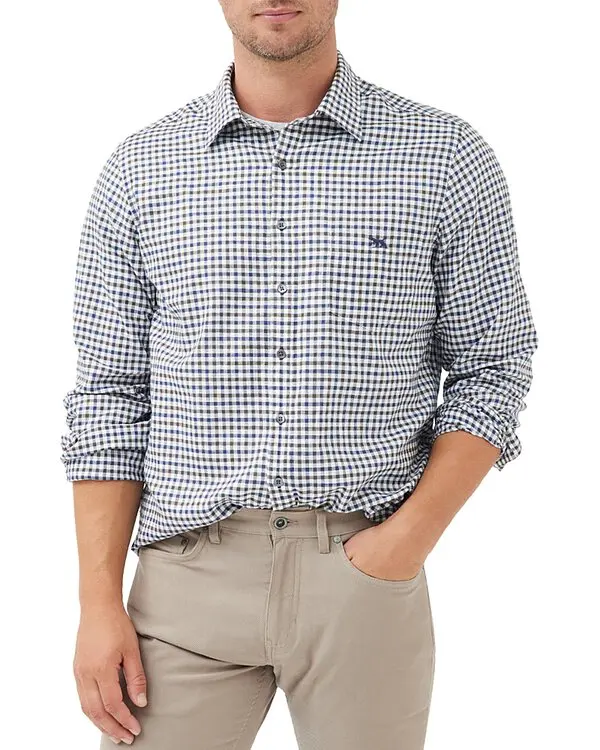 Rodd & Gunn Gebbies Valley Cotton And Linen Plaid Shirt - Walnut