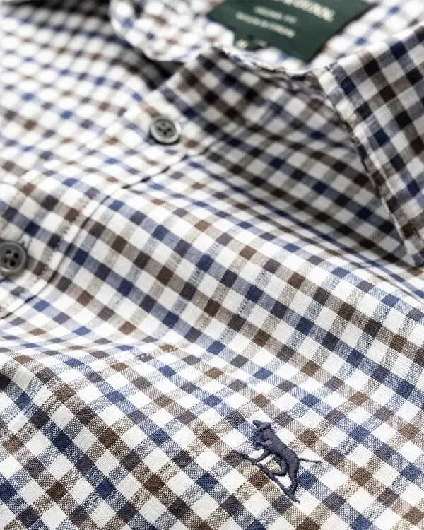 Rodd & Gunn Gebbies Valley Cotton And Linen Plaid Shirt - Walnut
