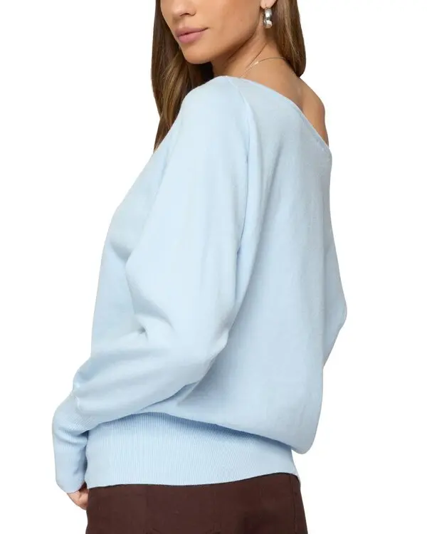 EDIKTED Off Shoulder Sweater - Light Blue