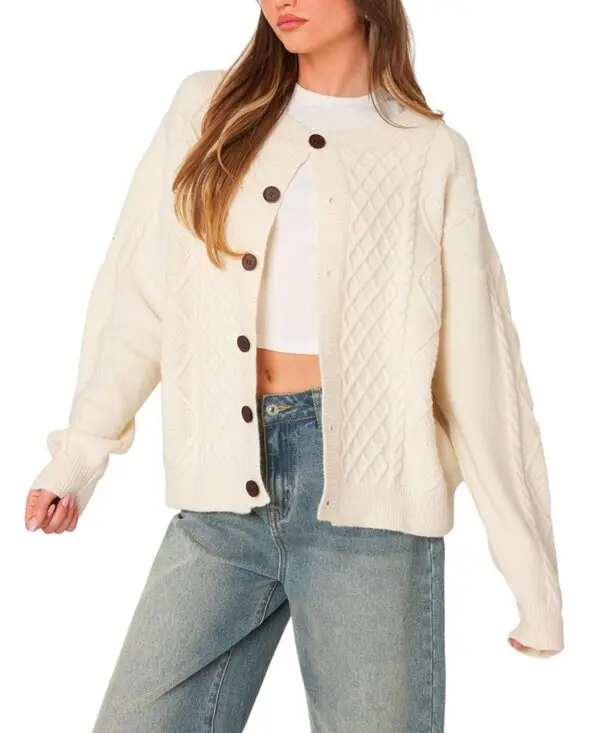 EDIKTED Rory Oversized Cable Knit Cardigan