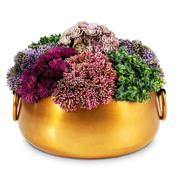 COCOBELLA Alba Gold-tone Sedum Arrangement - Multicolor-gold Vase
