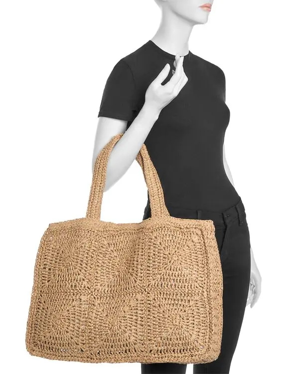 Aqua Straw Tote - Toast