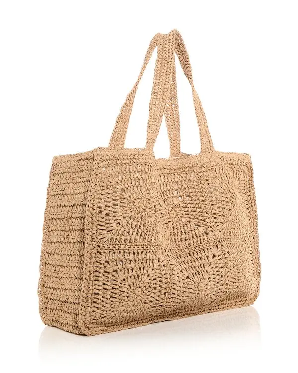 Aqua Straw Tote - Toast