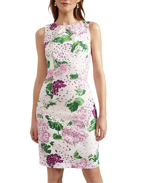 HOBBS LONDON Fiona Floral Print Sheath Dress - Ivory Multi