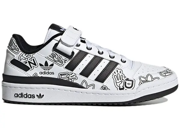 Adidas Forum 84 Low Bold Graphics Sneakers - Cloud White/core Black/core Blac