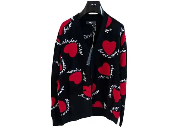 Amiri Hearts Intarsia Cardigan