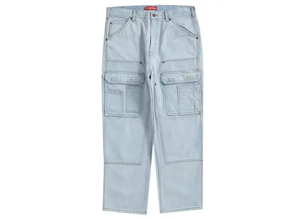 Supreme Double Knee Denim Utility Pant - Washed Blue
