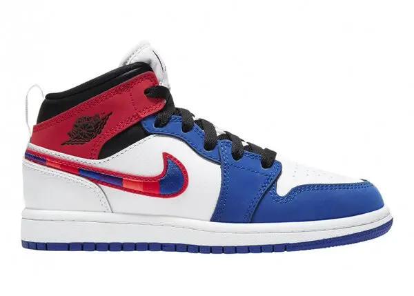 JORDAN 1 Mid Sneakers - White/university Red/rush Blue