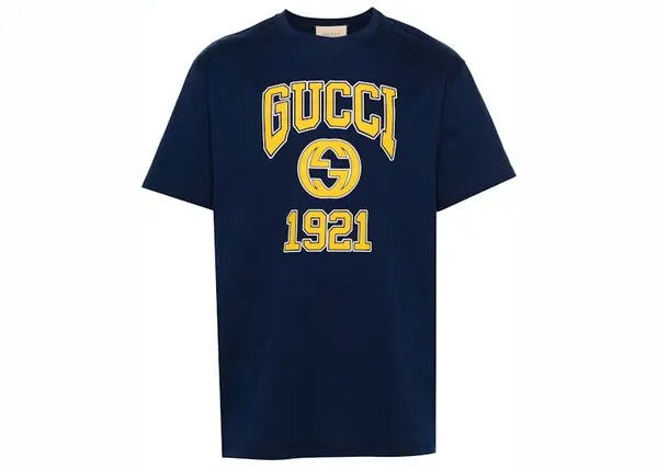 Gucci Logo Print T-shirt - Navy Blue