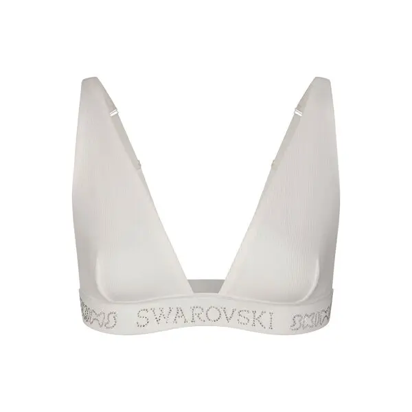 SKIMS X Swarovski Cotton Rib Plunge Bralette - Marble