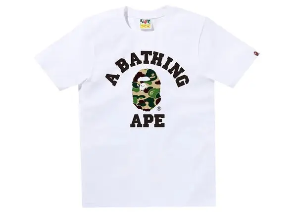 A BATHING APE Abc Camo College Tee Shirt - White/green