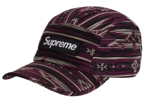Supreme Woven Pattern Camp Cap - Purple